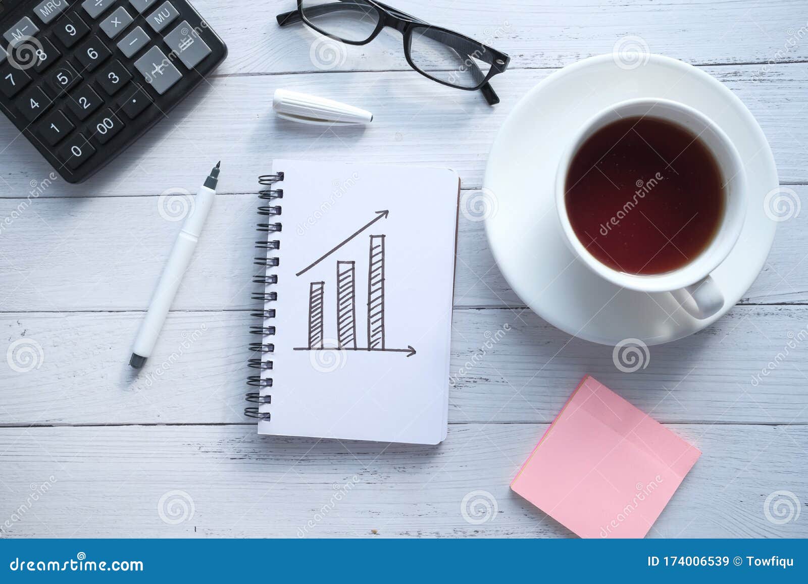 Financial Chart on Notepad with Pen on Table Stock Image - Image of ...