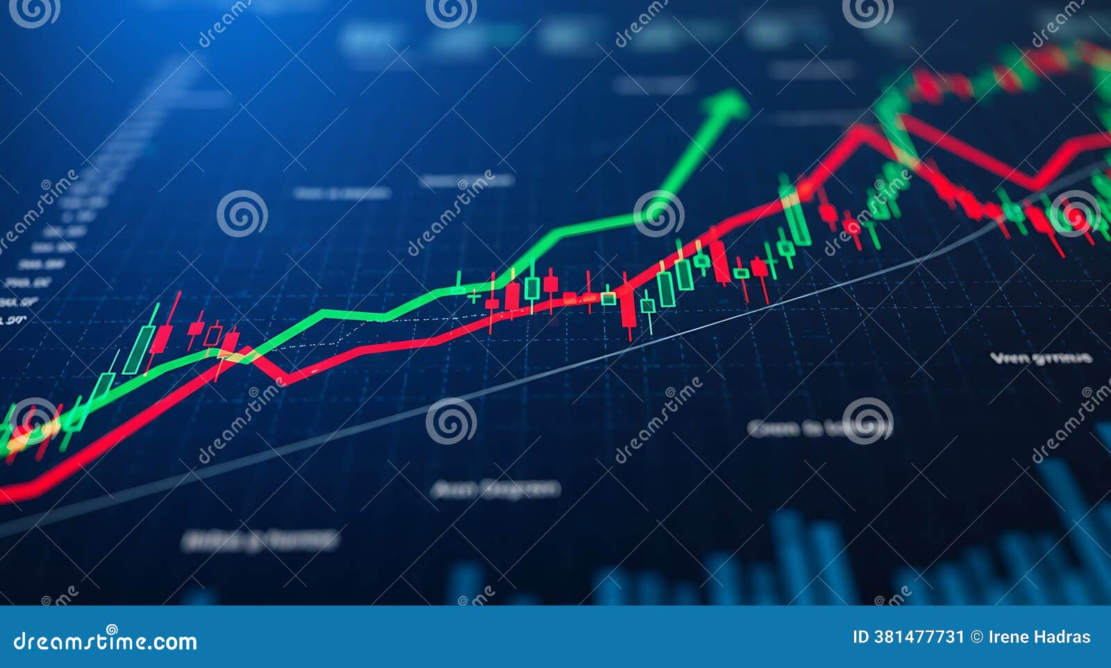 Candlestick Patterns In Sideway And Big Green Candlestick Stock Photo ...