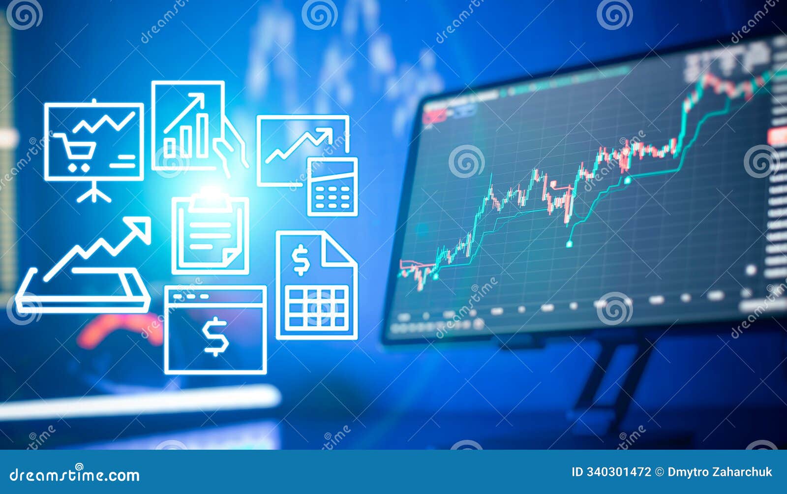 Financial Chart with Up Trend Line Graph. Wealth Management with Risk ...