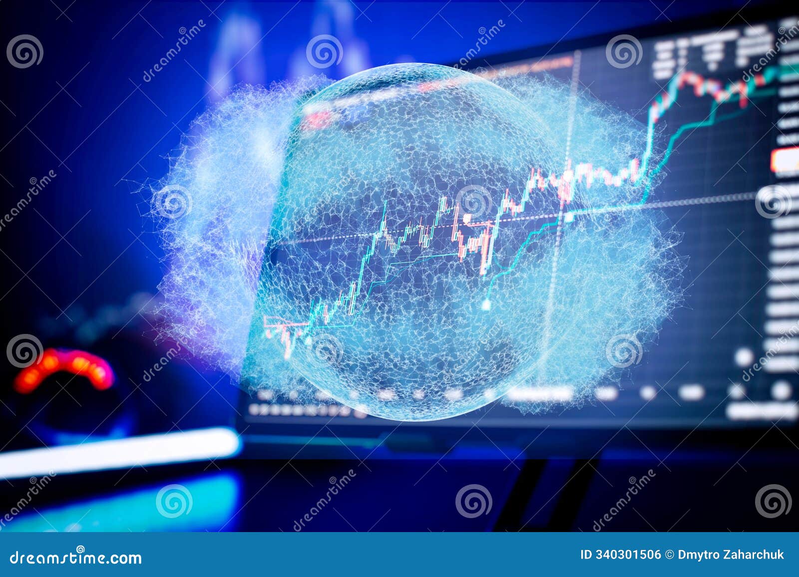 Financial Chart with Up Trend Line Graph. Wealth Management with Risk ...