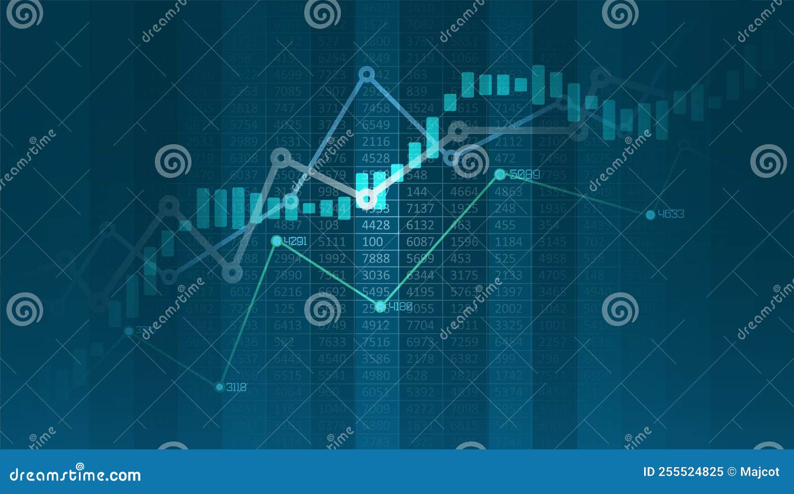 Financial Chart with Uptrend Line Graphs and Candlesticks Stock Vector ...