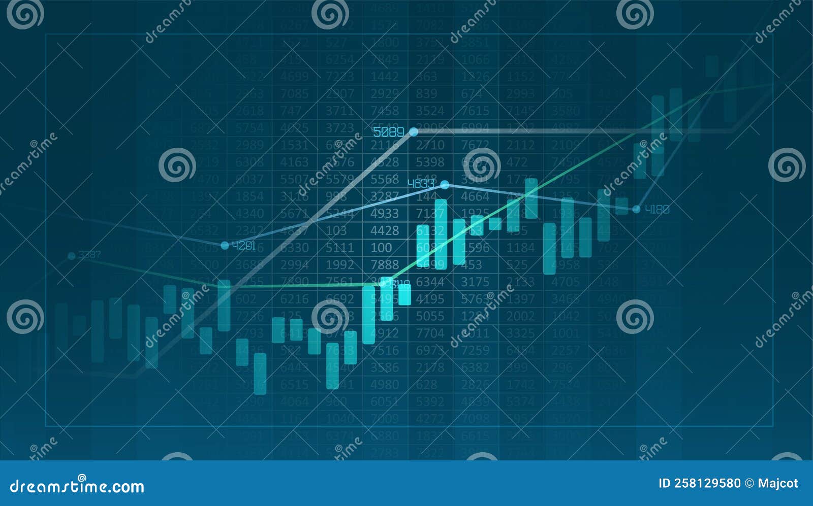 Financial Chart with Uptrend Line Graphs and Candlesticks Stock Vector ...
