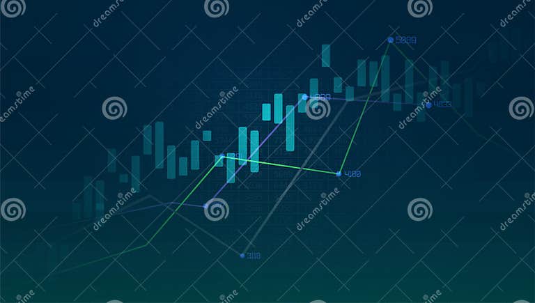 Financial Chart with Uptrend Line Graphs and Candlesticks Stock Vector ...