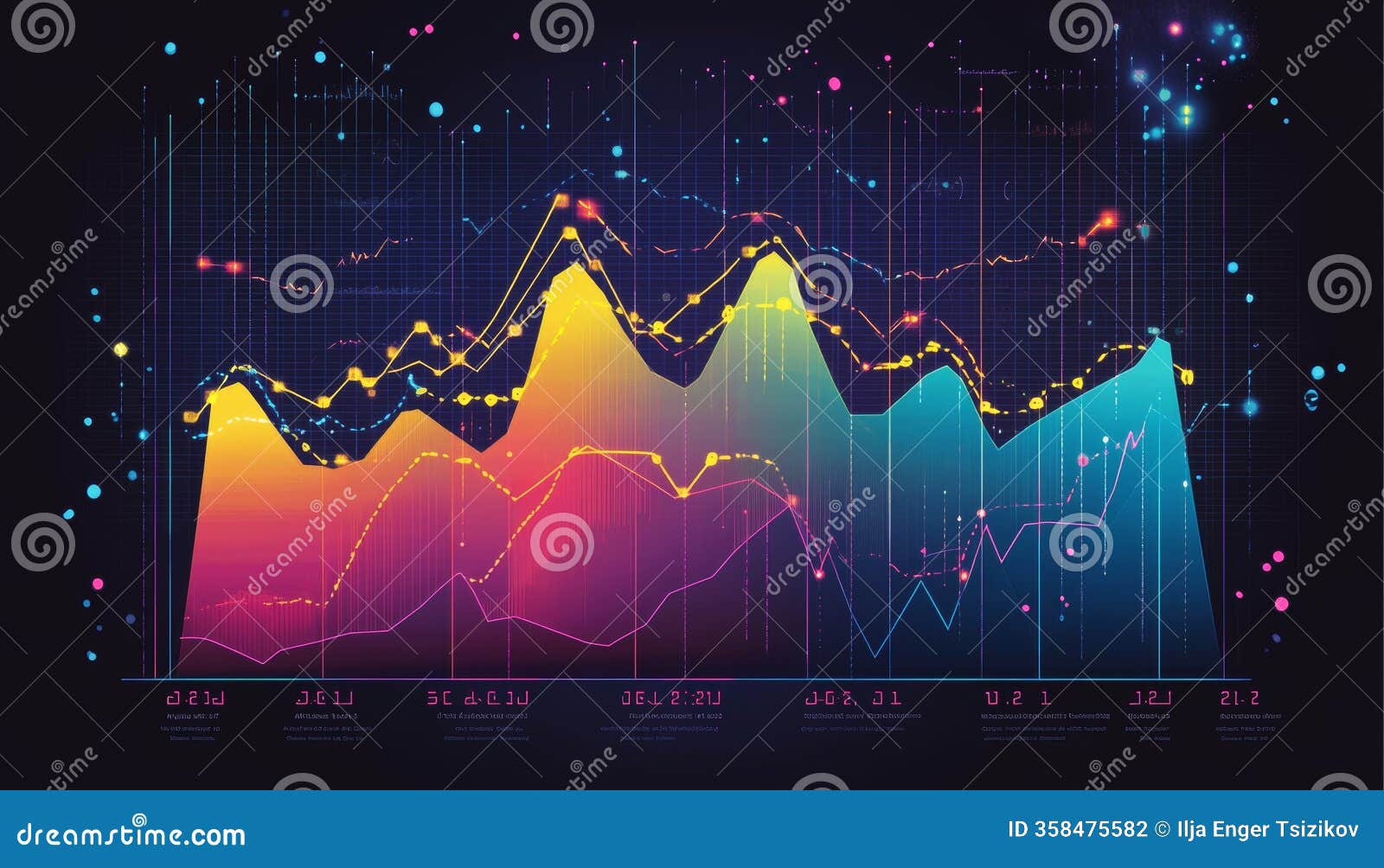 Financial Chart, Vector Graphic, Stylized Bar Chart, Overlaid Line ...