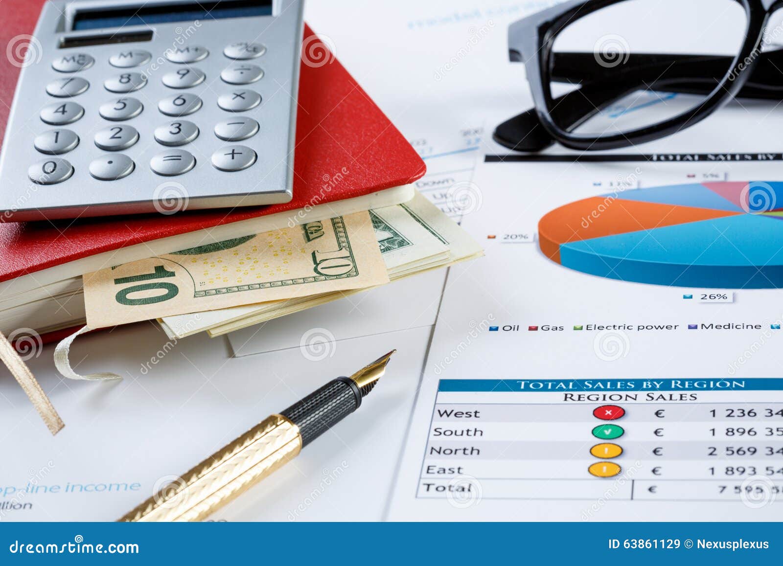 Financial Charts and Graphs on the Table Stock Image - Image of ...