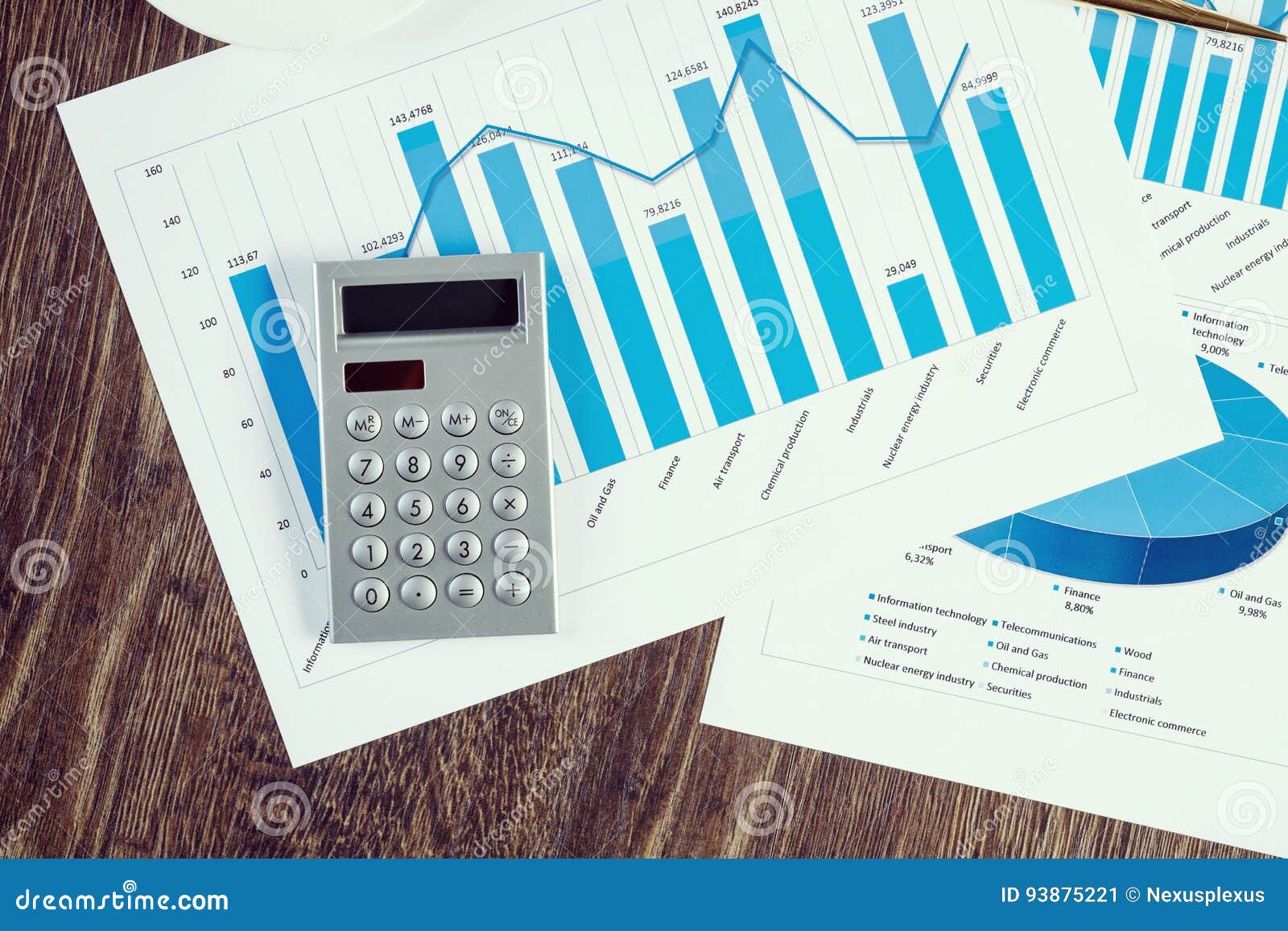 Financial Charts and Graphs on the Table Stock Image - Image of balance ...