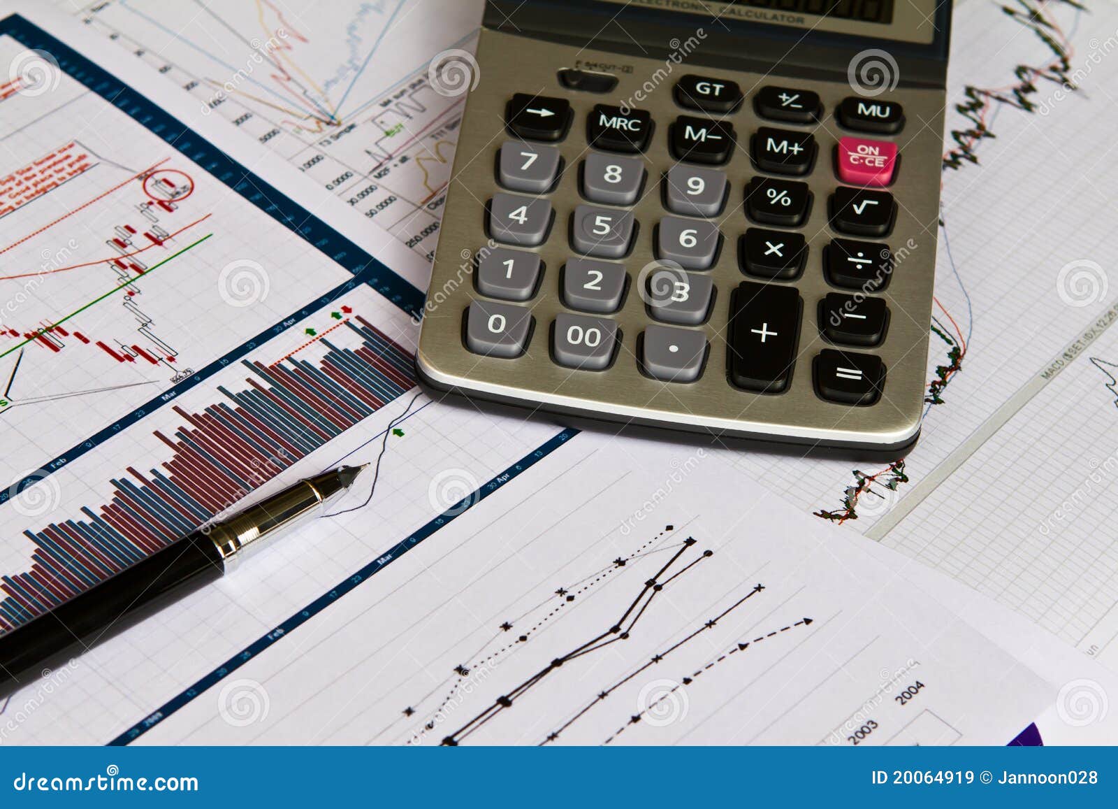 Financial Charts on the Table with Calculator Stock Image - Image of ...