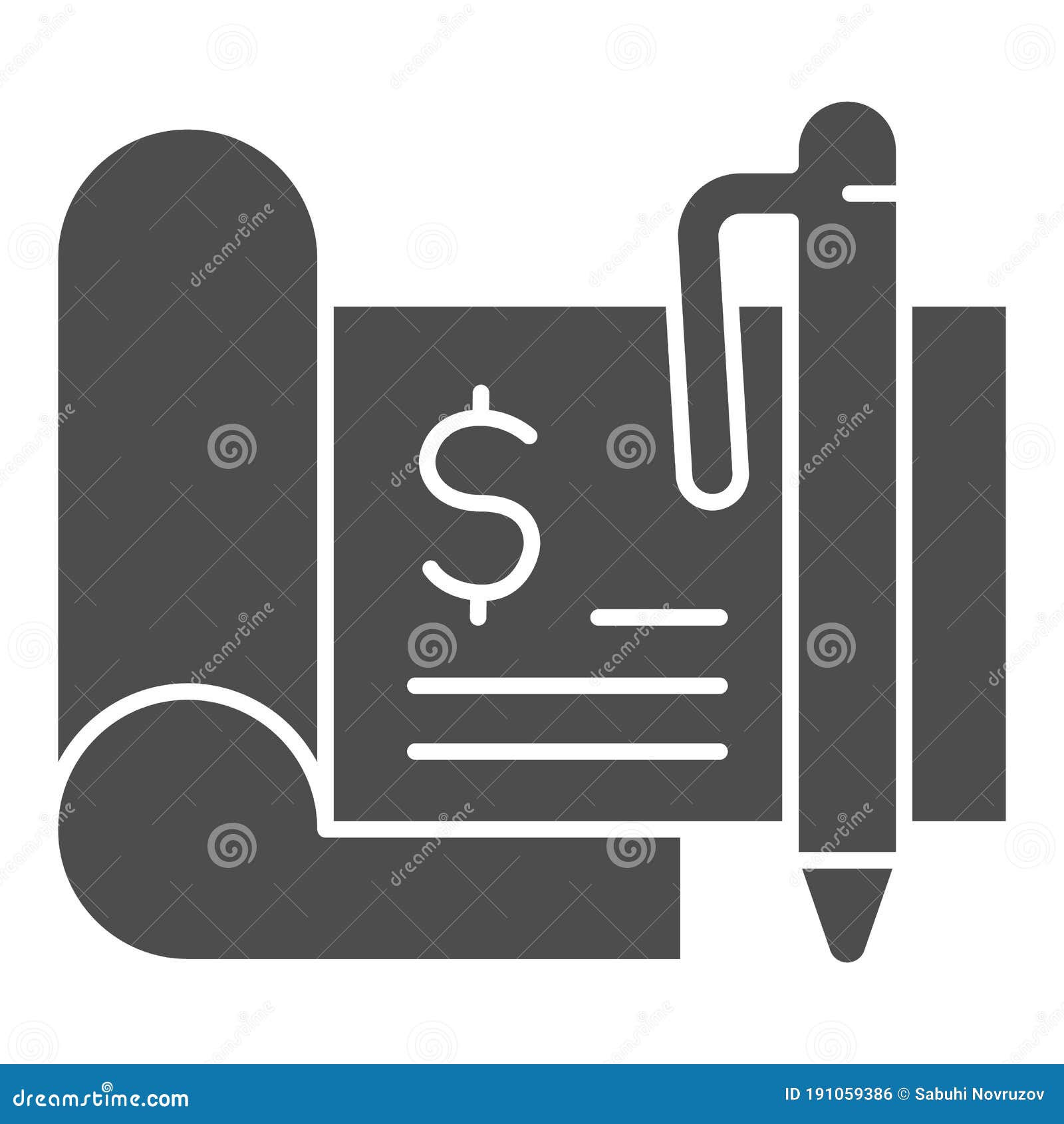 Financial Check Solid Icon, Payment Problem Concept, Checkbook Sign on ...