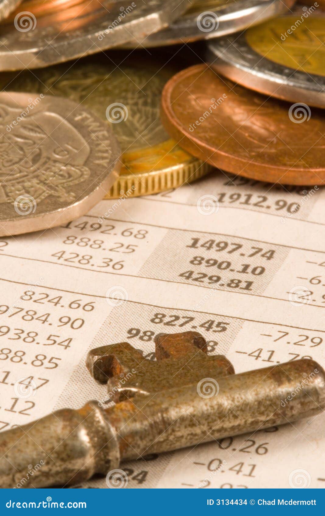 Financial Coins stock photo. Image of dollar, chart, pence - 3134434