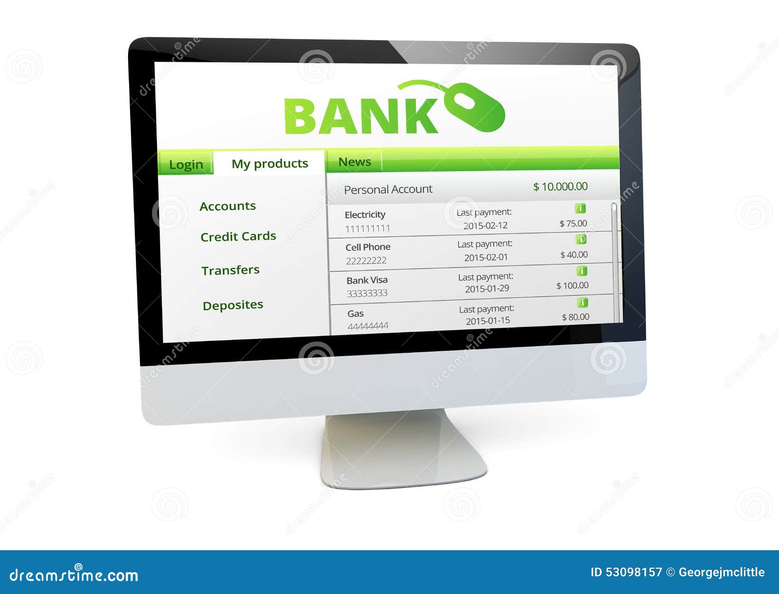 Financial computer stock illustration. Illustration of online - 53098157