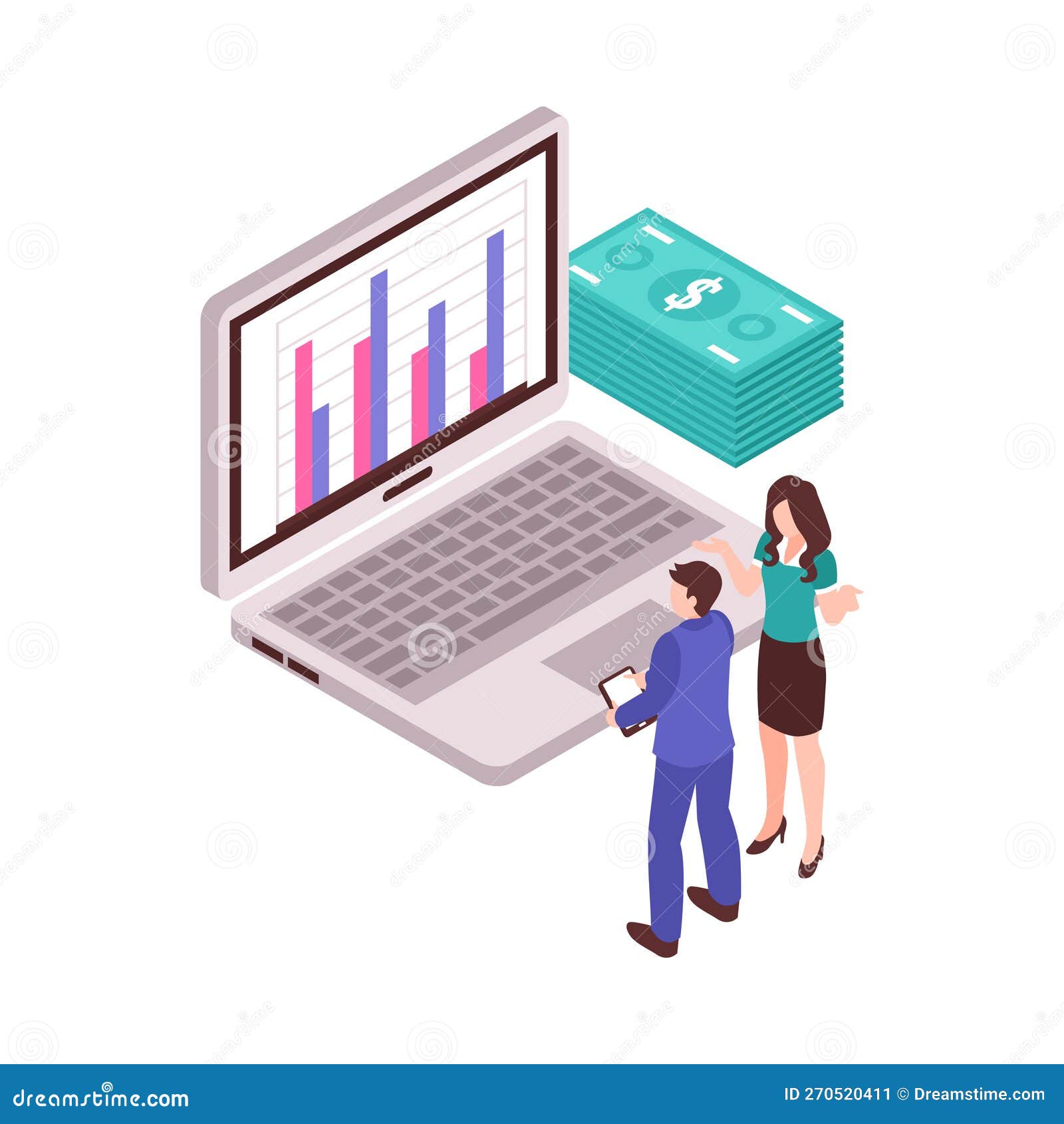 Financial Computing Analysts Composition Stock Vector - Illustration of ...