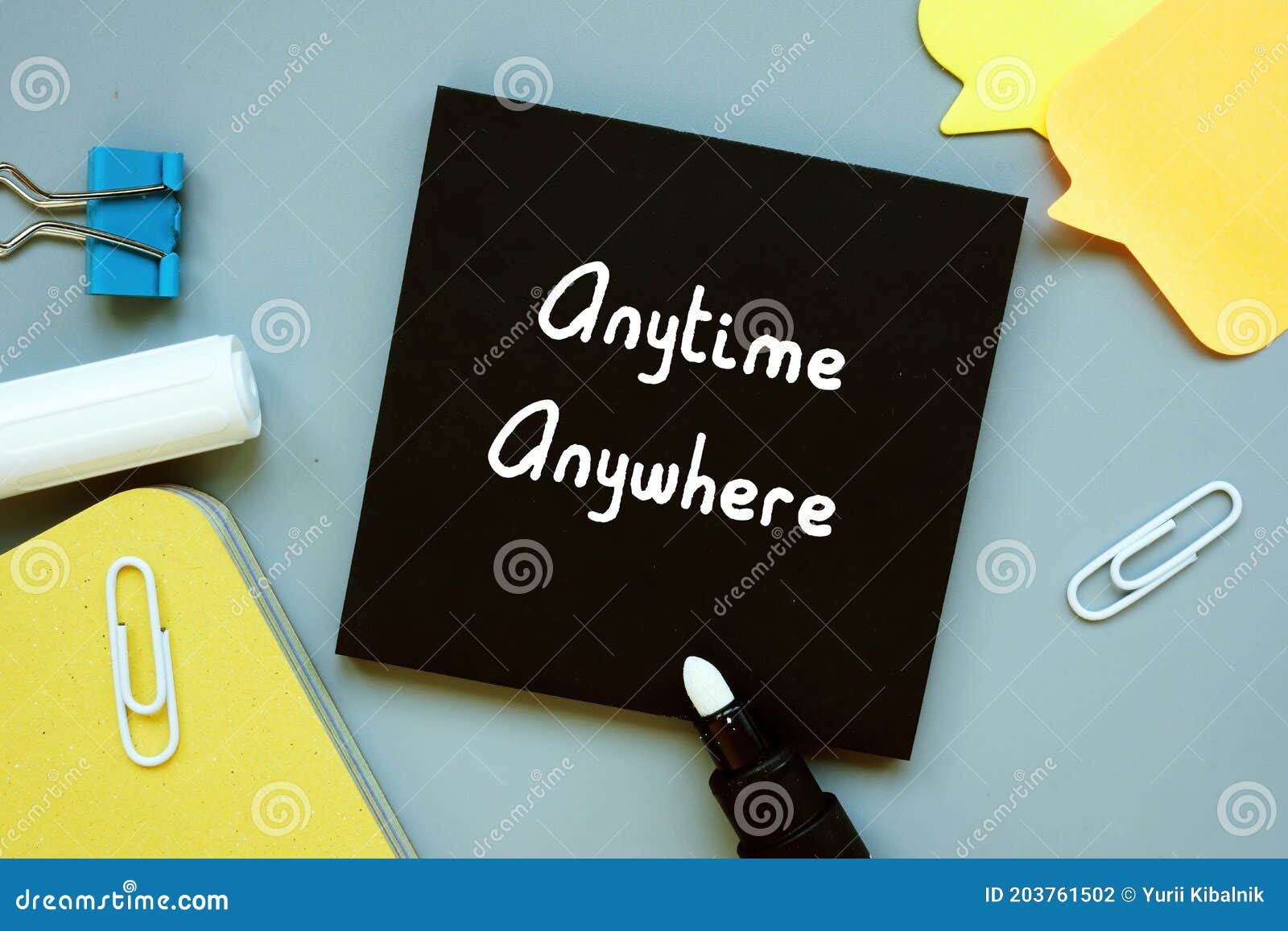 Financial Concept about Anytime Anywhere with Inscription on the Page ...