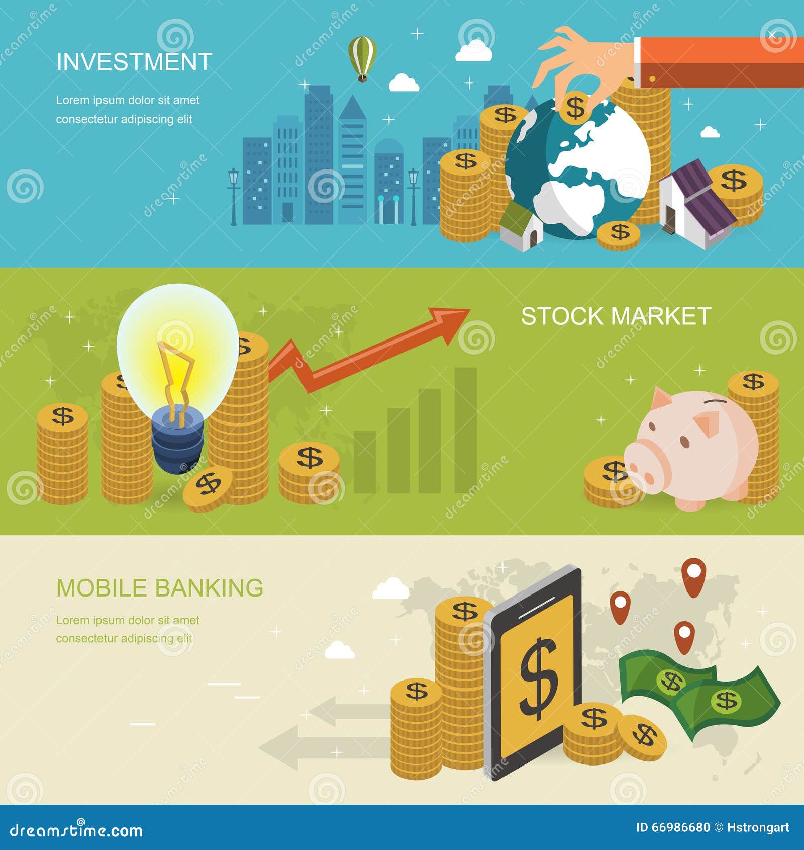 Financial concept banner stock vector. Illustration of banking - 66986680