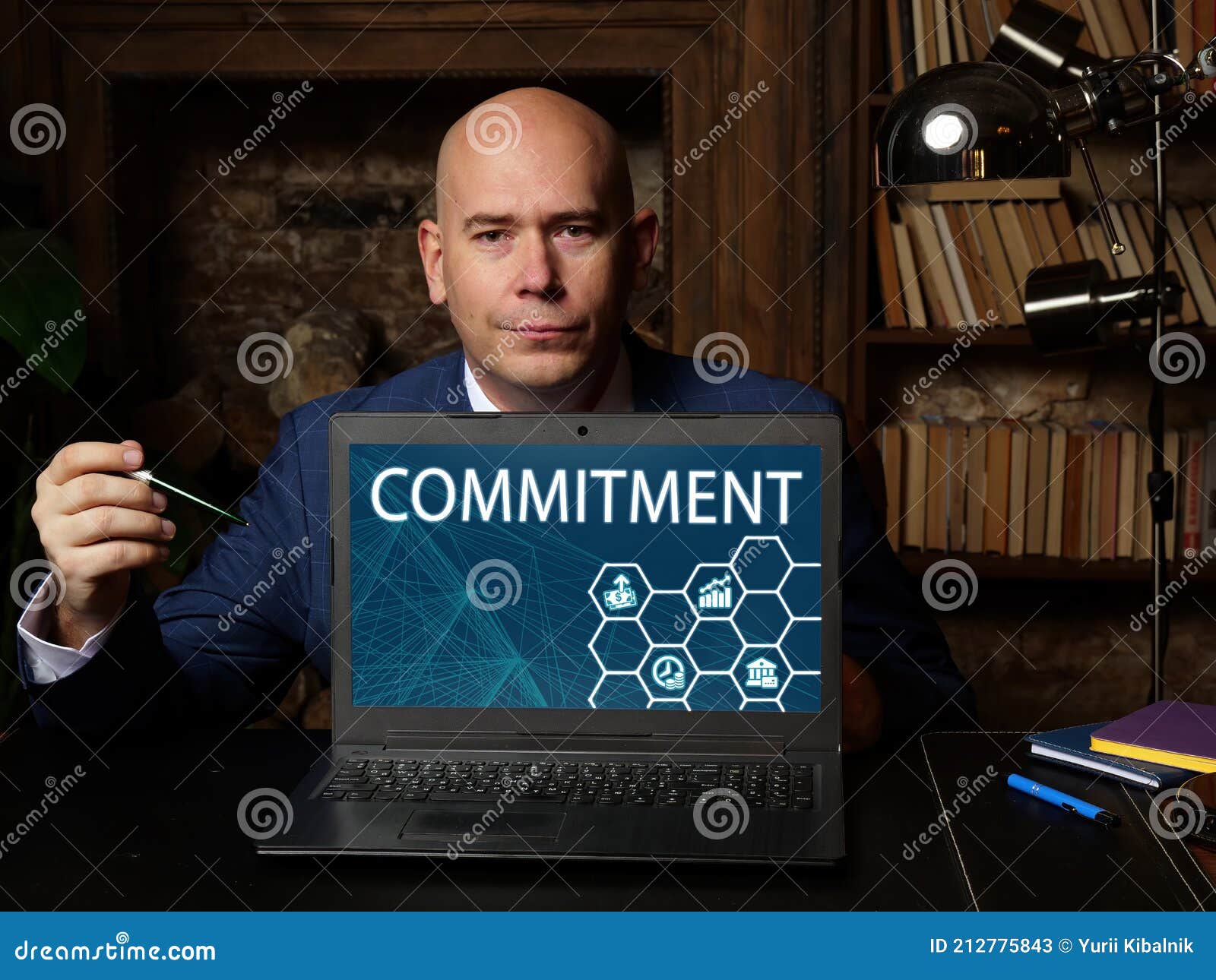 Financial Concept about COMMITMENT with Phrase on the Laptop. Creative ...