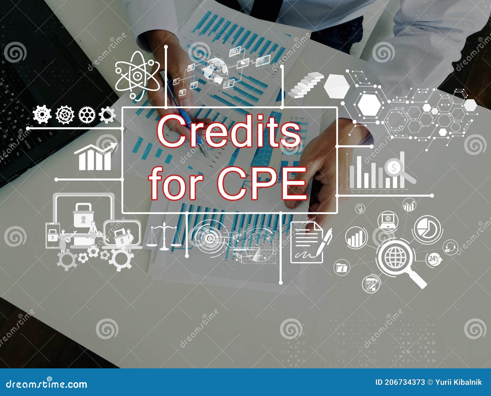 Financial Concept about Credits for CPE with Sign on the Page Stock ...
