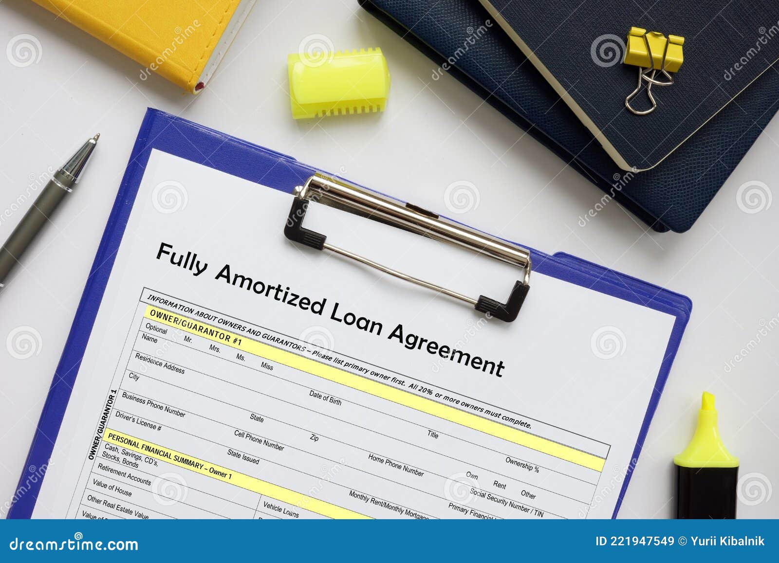 Financial Concept about Fully Amortized Loan Agreement with Phrase on ...