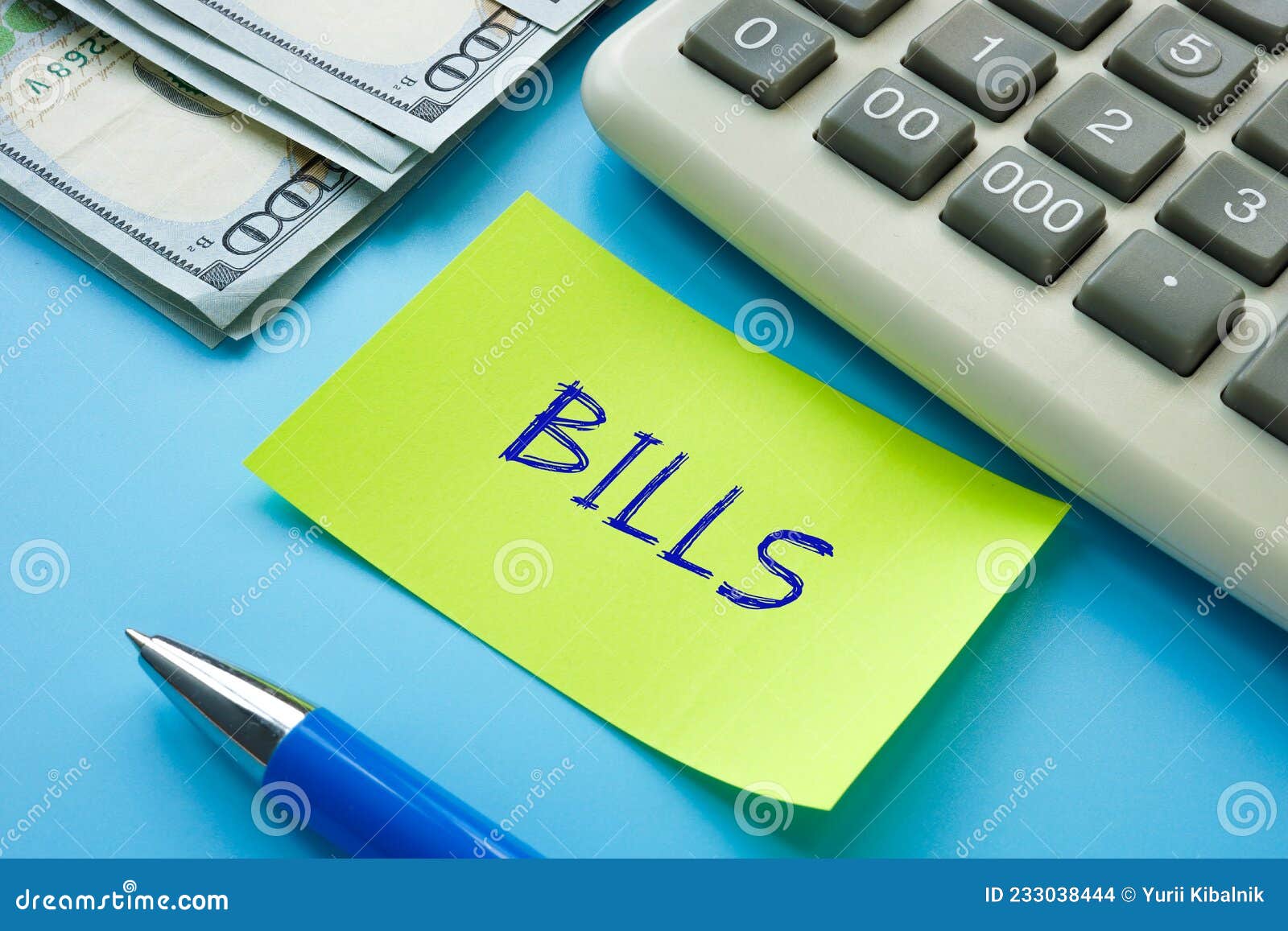 Financial Concept Meaning BILLS with Sign on the Sheet Stock ...