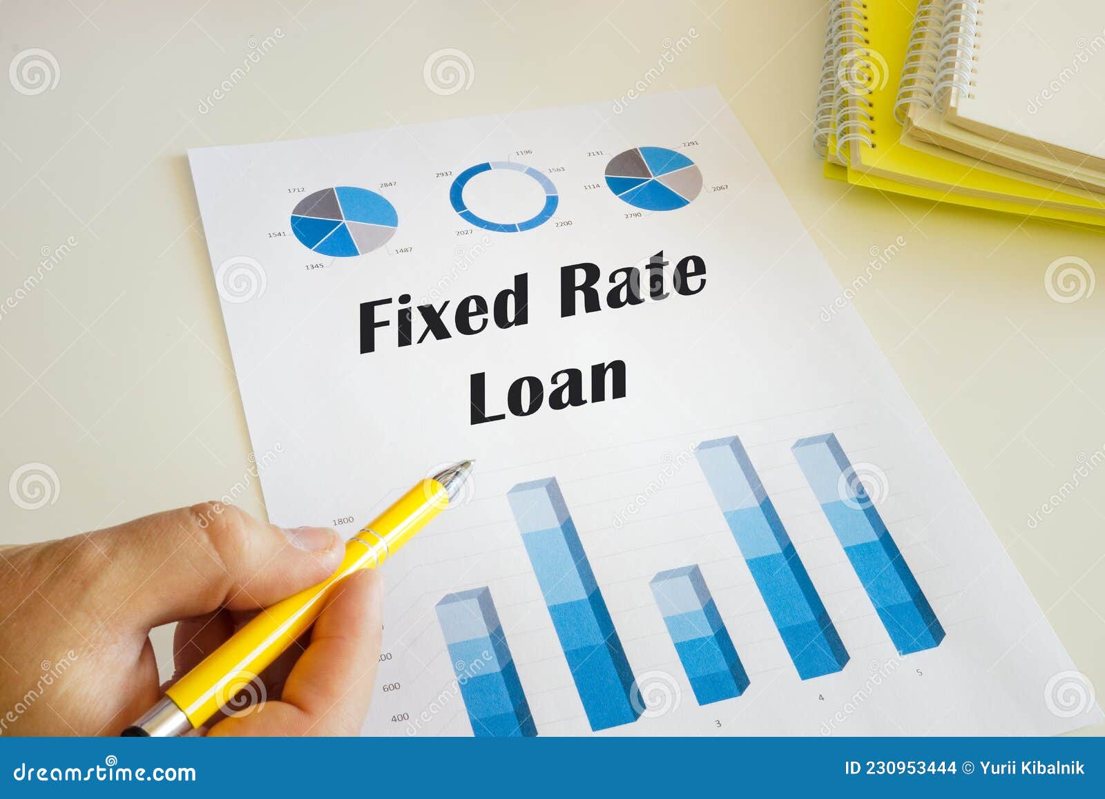 Financial Concept Meaning Fixed Rate Loan with Sign on the Chart Sheet ...