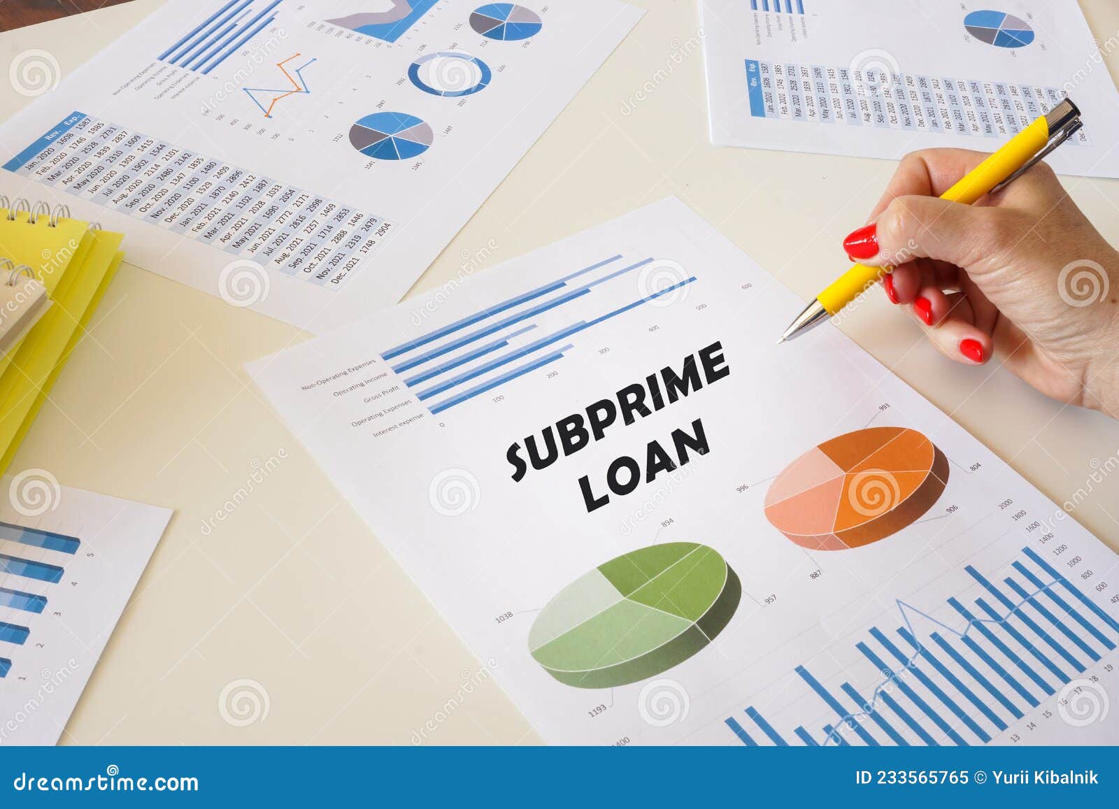 Financial Concept Meaning SUBPRIME LOAN with Sign on the Chart Sheet ...