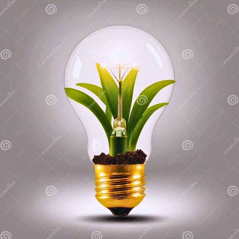 Plants that Have Bulbs are Energy Saving Concepts. Stock Illustration ...