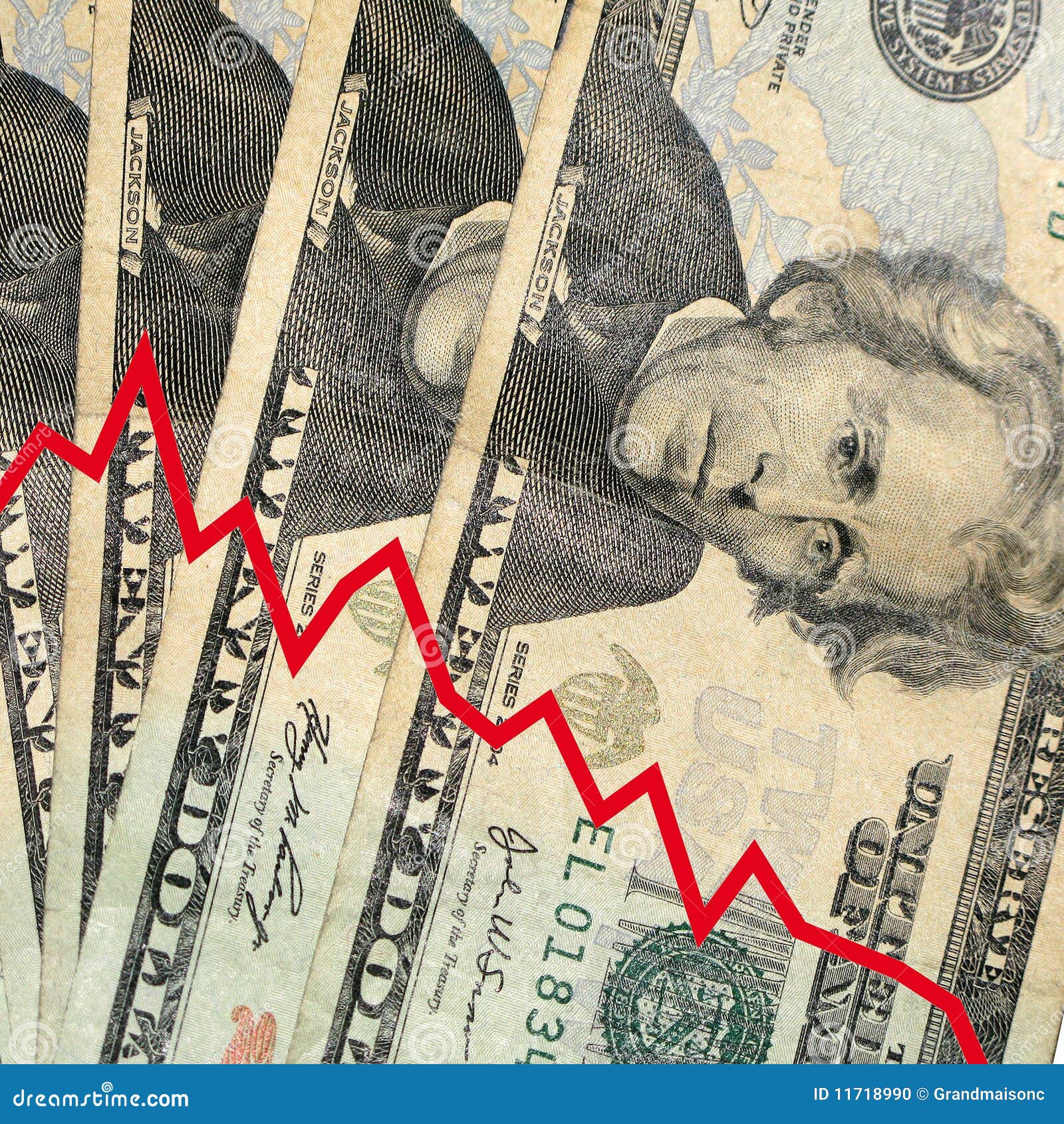 US Dollar Decline Illustrated Over Blue Stock Image | CartoonDealer.com ...