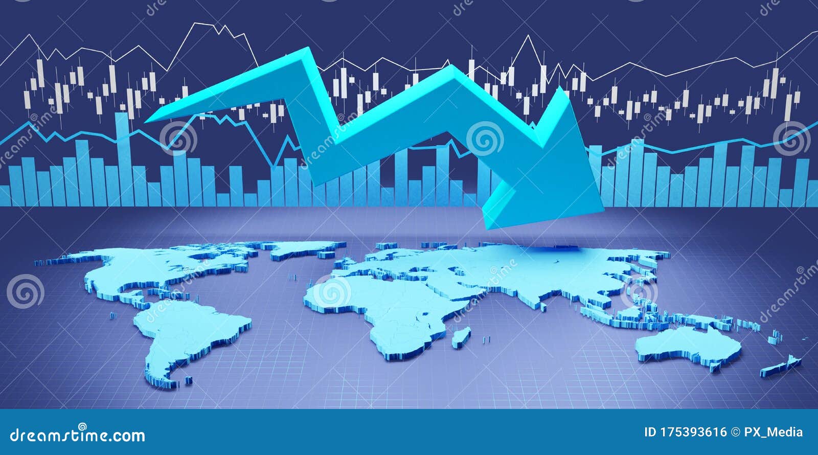 Financial Crisis Chart - 3D Illustration Stock Illustration ...