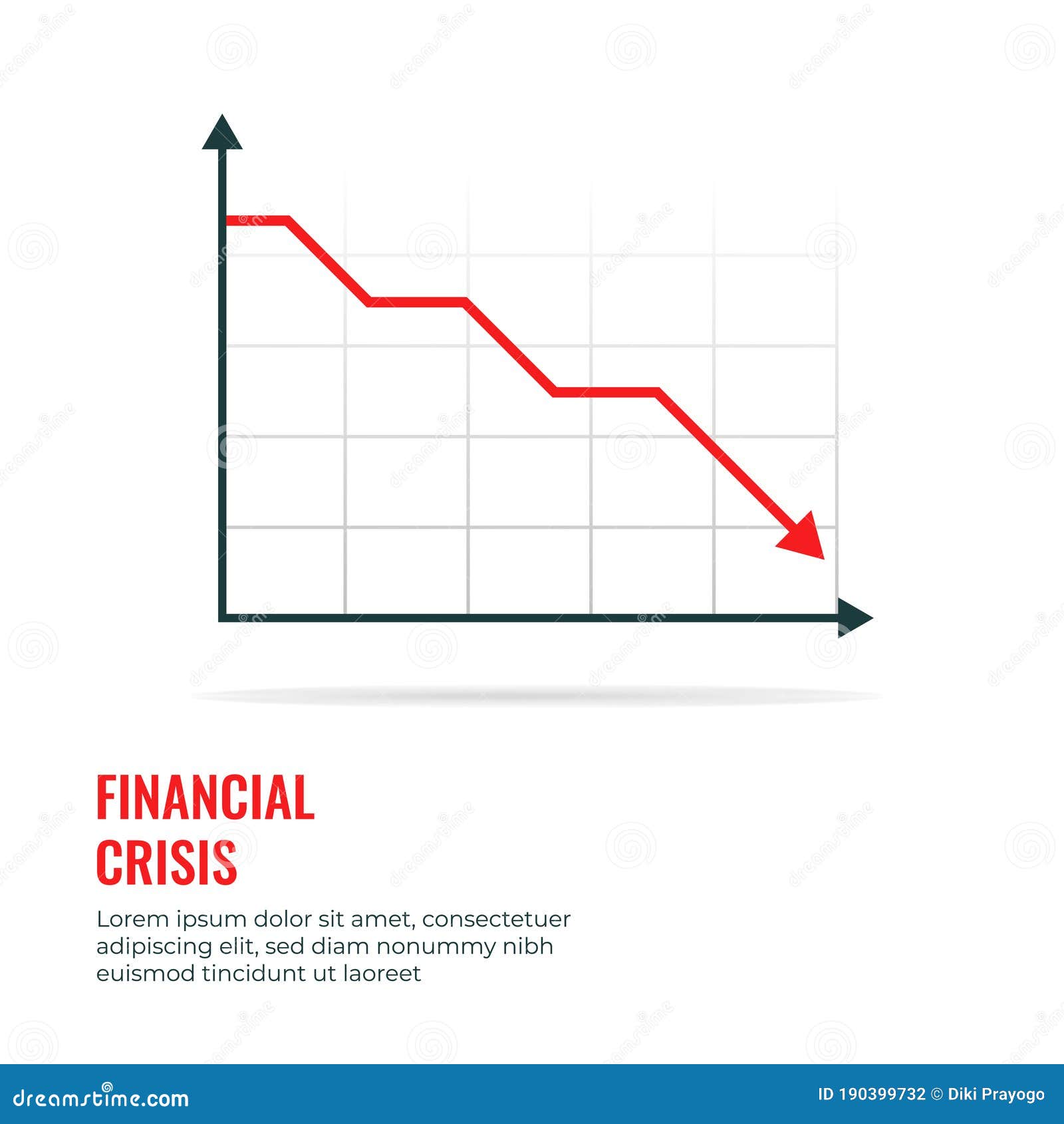 Financial Crisis Concept with Down Arrow Symbol. Business Profit Loss ...