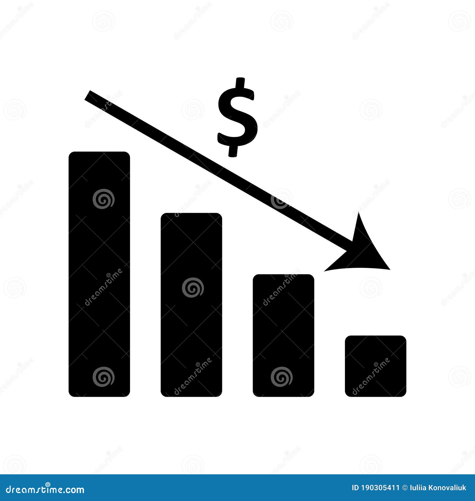 Financial Crisis. Dollar Decrease. Infographic. Diagram Vector Icon Stock Vector - Illustration ...