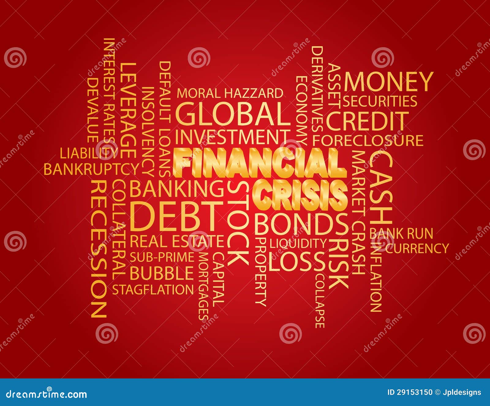 Financial Crisis Word Cloud Red Background Stock Vector - Illustration ...