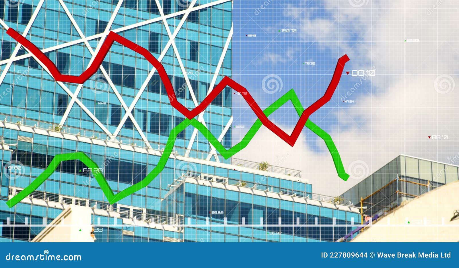 Financial Curves Over Building Site. Stock Illustration - Illustration ...