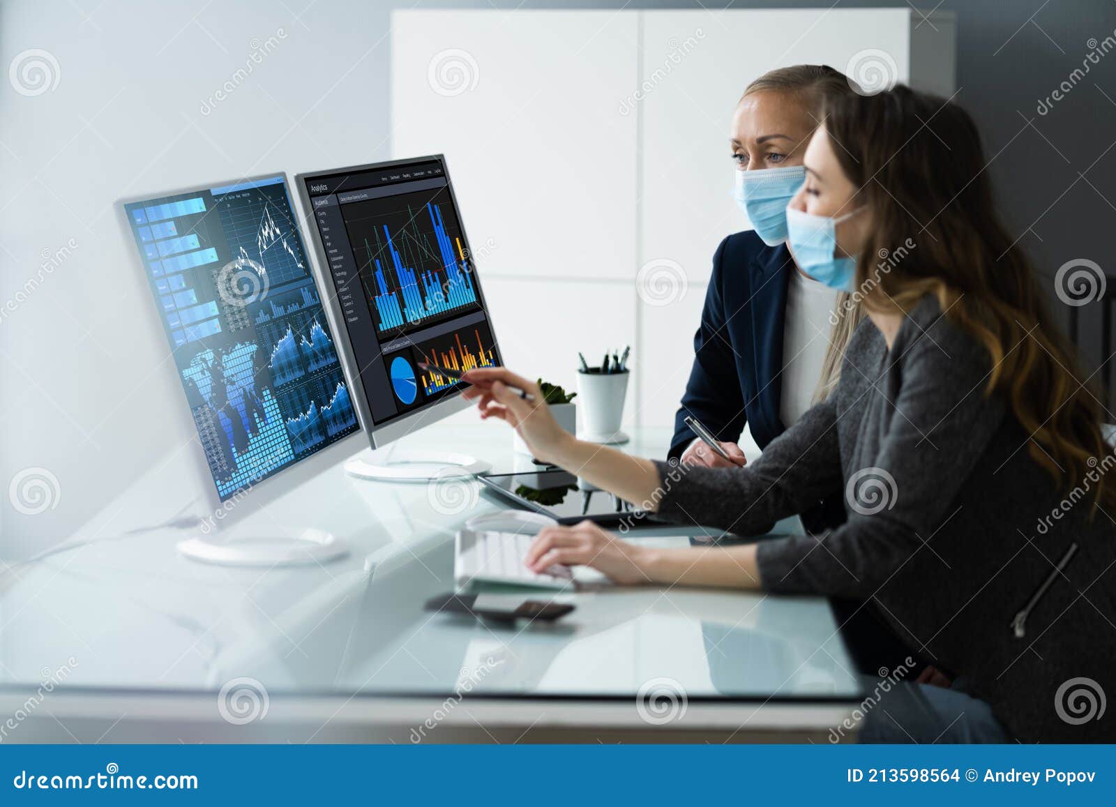 Financial Data Analysts in Office Stock Photo - Image of monitor ...