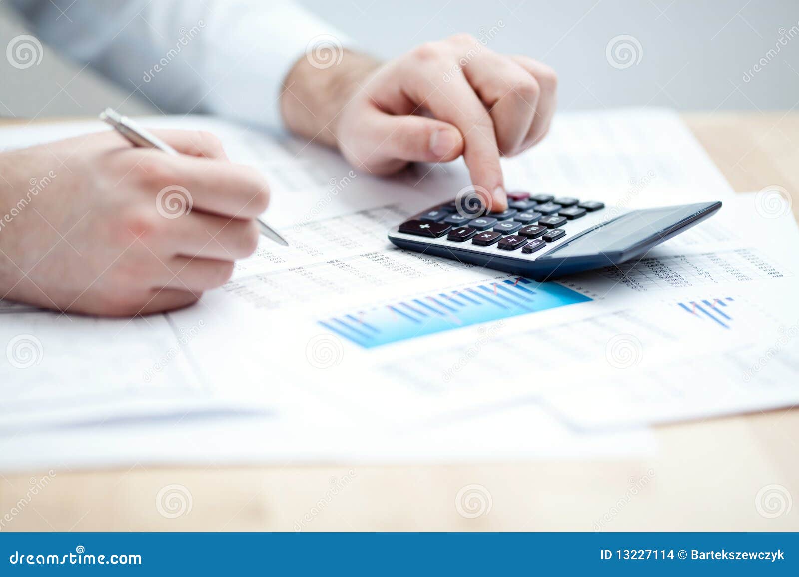 Financial Data Analyzing. Counting on Calculator Stock Photo - Image of ...