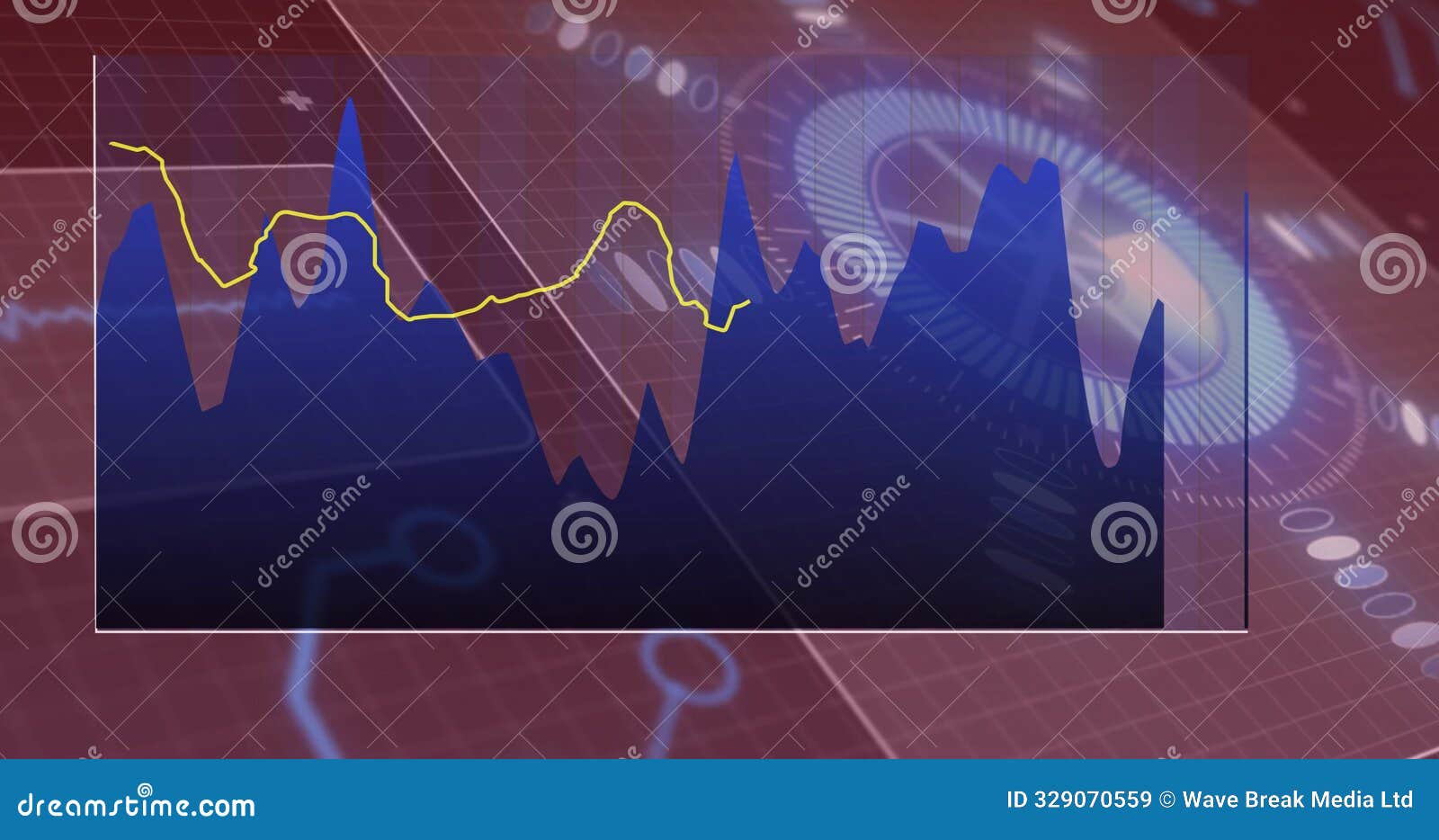 Financial Data Chart with Fluctuating Lines Over Digital Interface ...