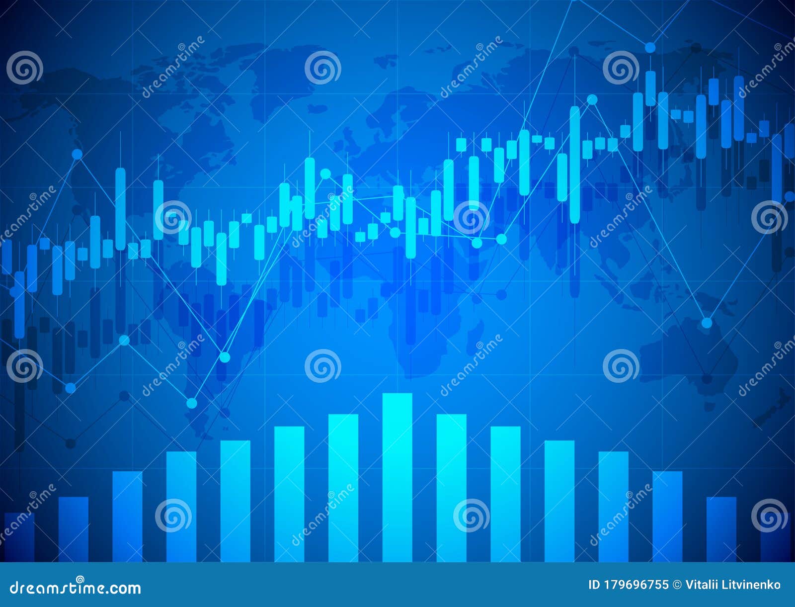 Financial Data Graph Chart, Vector Illustration. Abstract Background ...