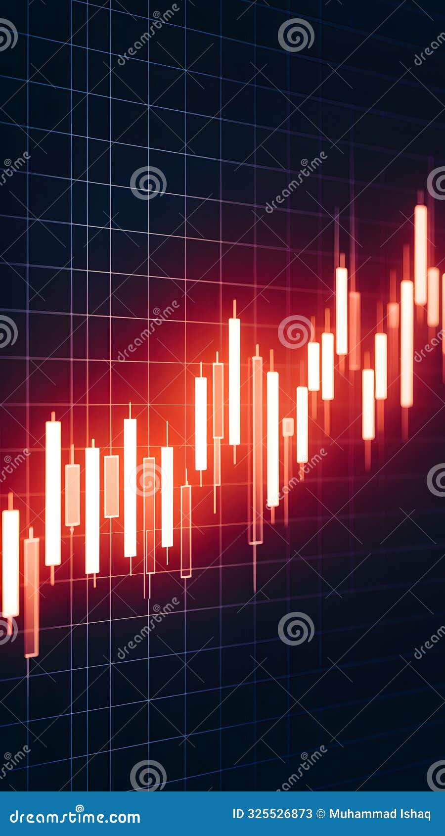 Financial Data Graph with Fluctuating Bars and Warm Orange Glow Stock ...