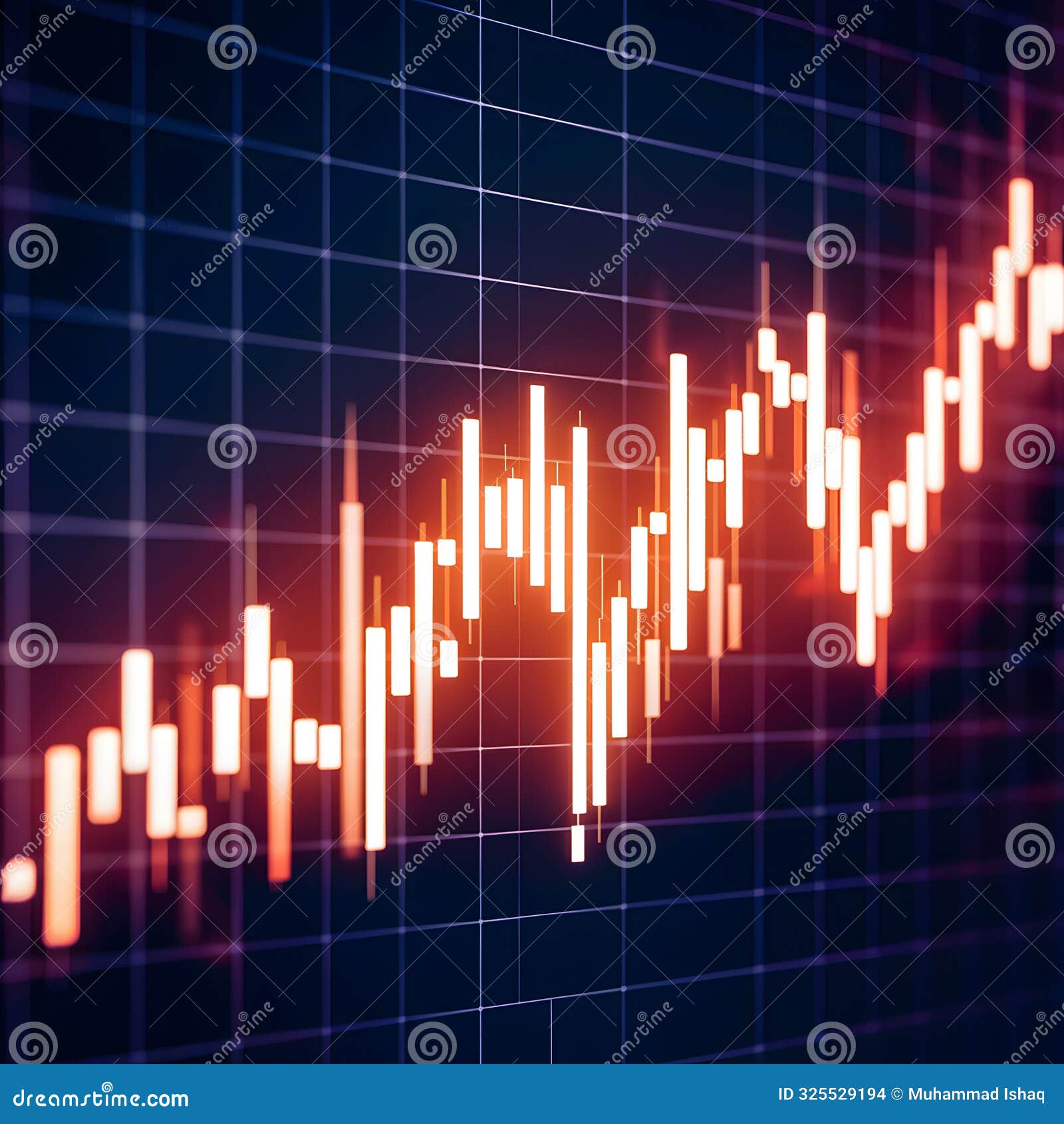 Financial Data Graph with Fluctuating Bars and Warm Orange Glow Stock ...