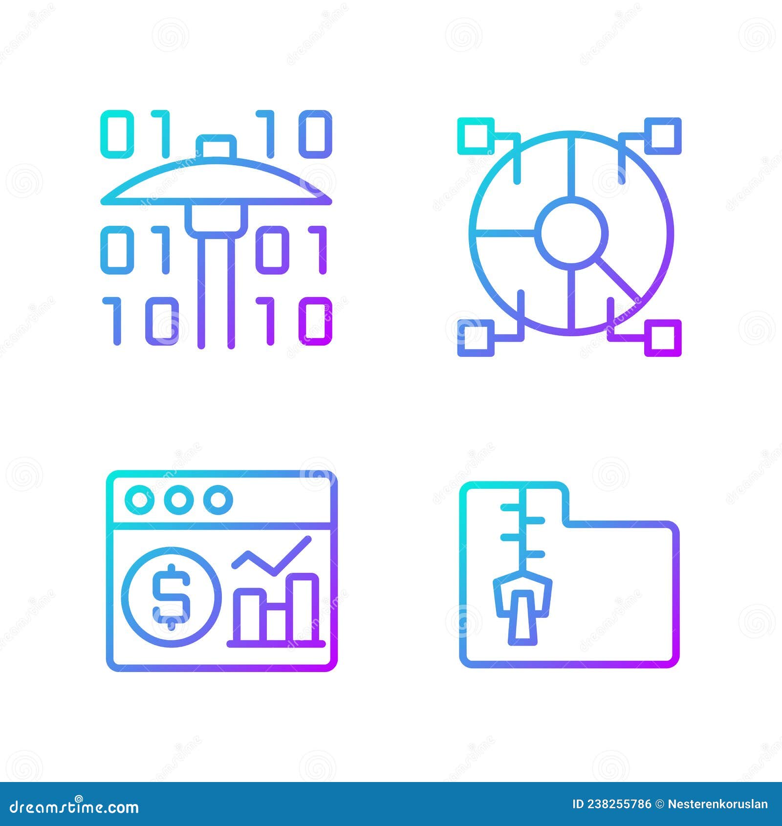 Financial Data Mining Gradient Linear Vector Icons Set Stock Vector - Illustration of color ...