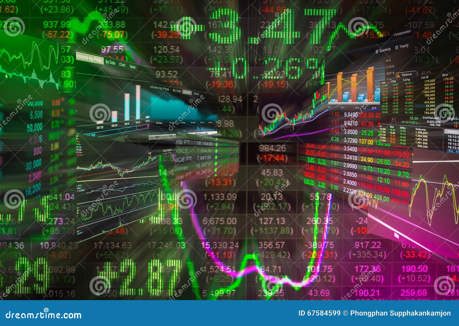 Financial Data on a Monitor,Stock Market Data on LED Display Con Stock ...