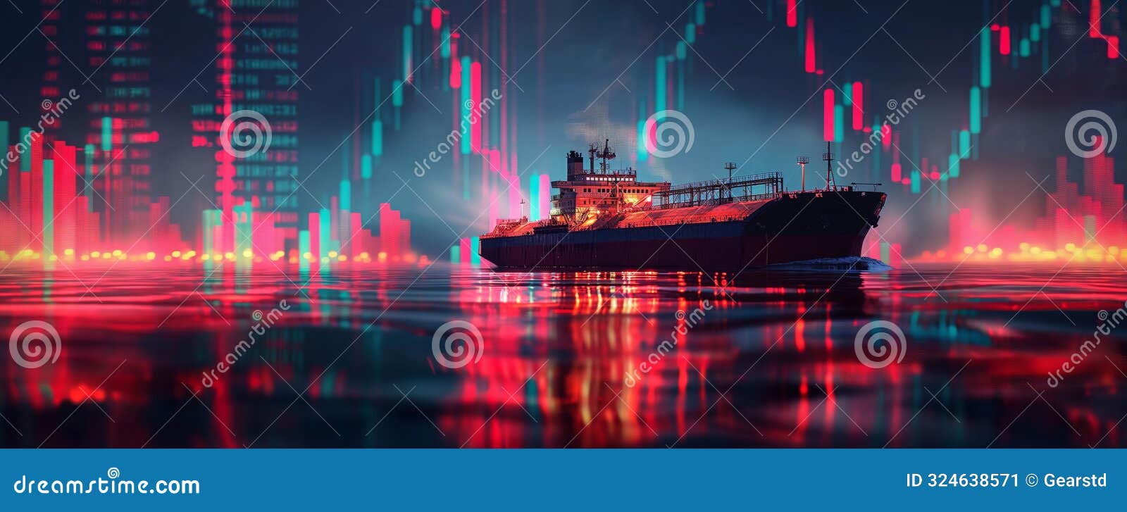 Financial Data and Ship Visualization Stock Image - Image of ...