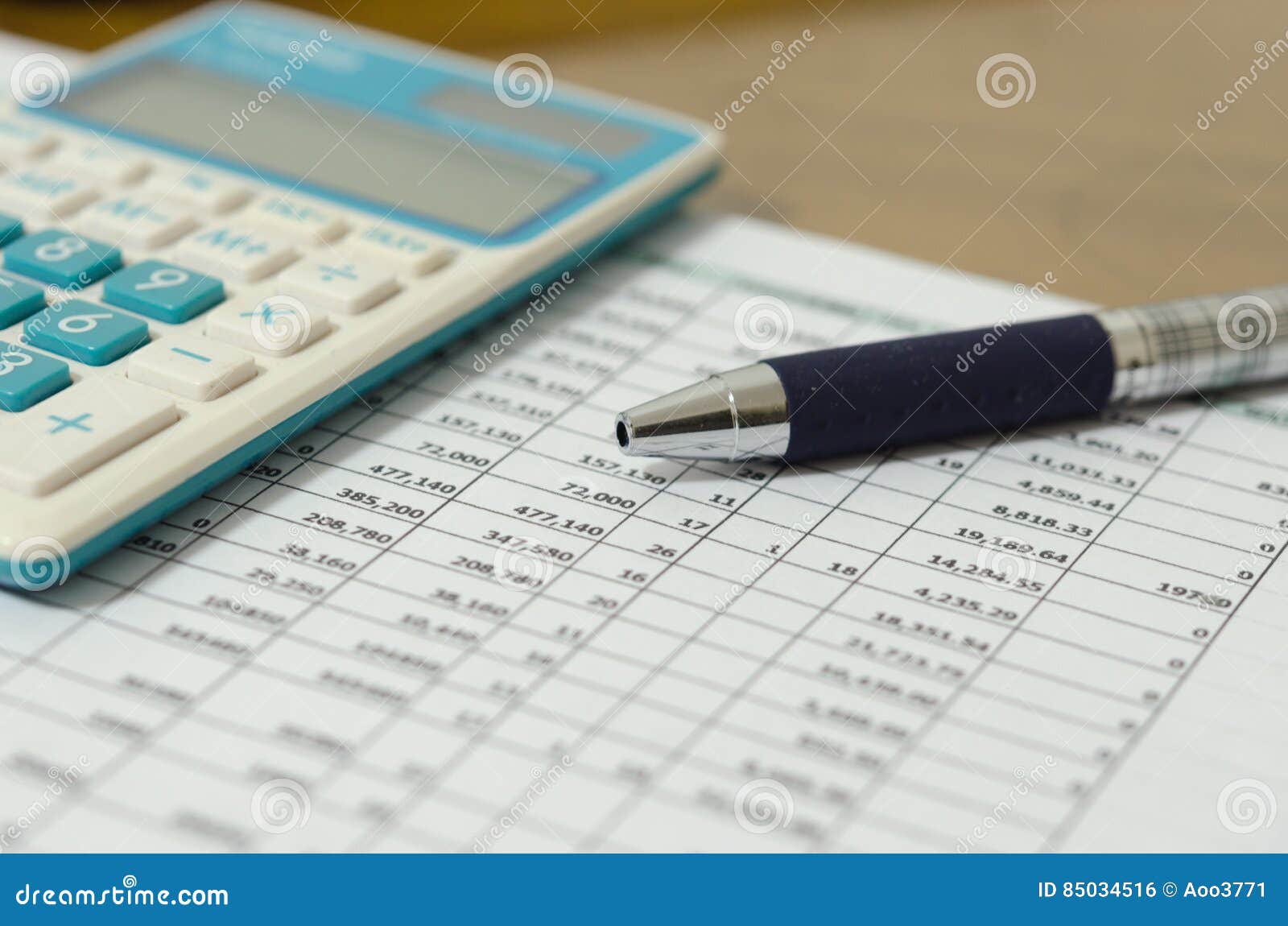 Financial Data Table and Calculator Stock Photo - Image of office ...
