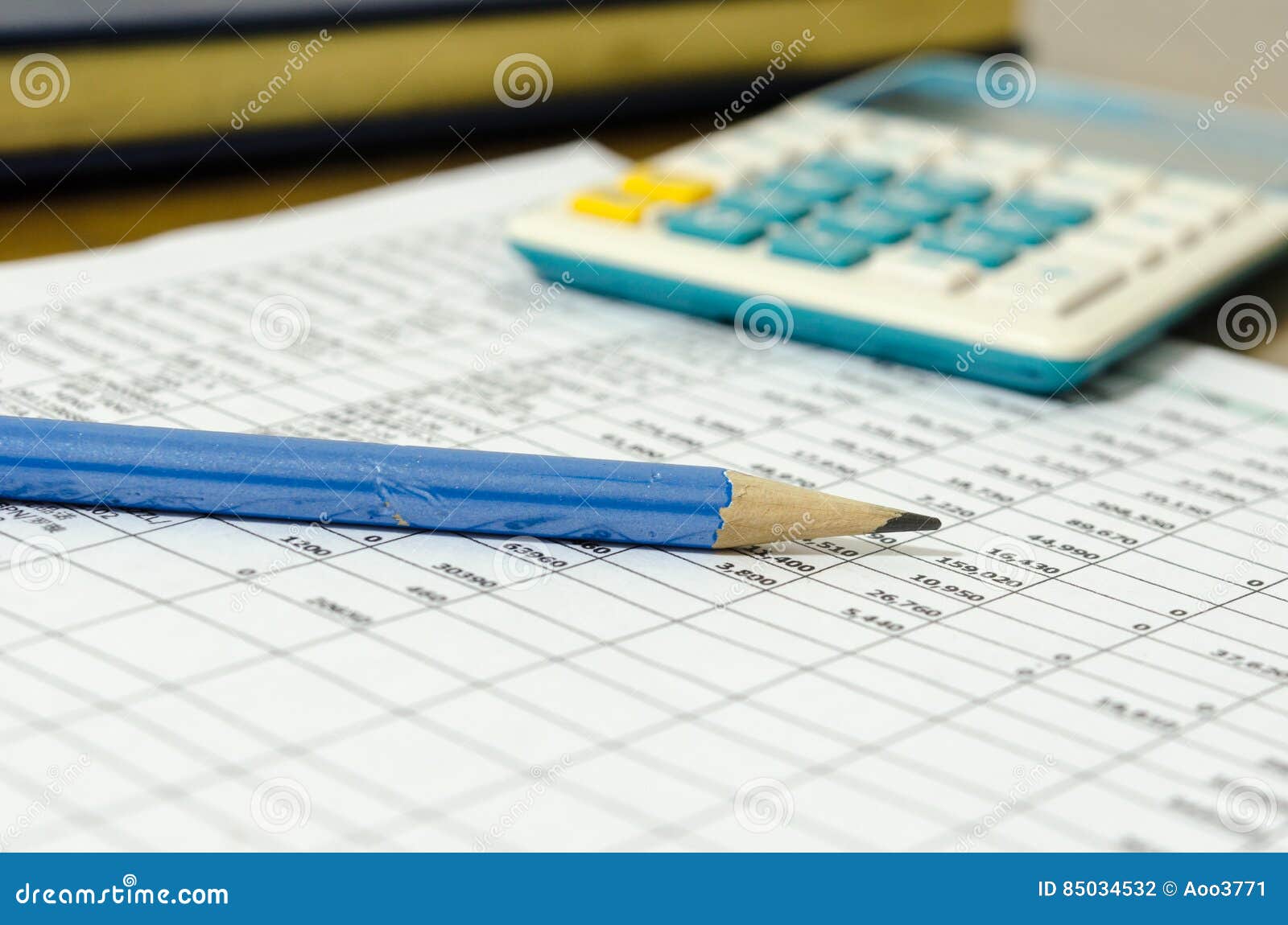 Financial Data Table and Calculator Stock Photo - Image of contract ...
