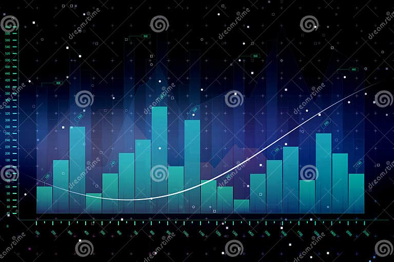 Financial Data Visualization with Blue Graphs and Diagram on Digital ...