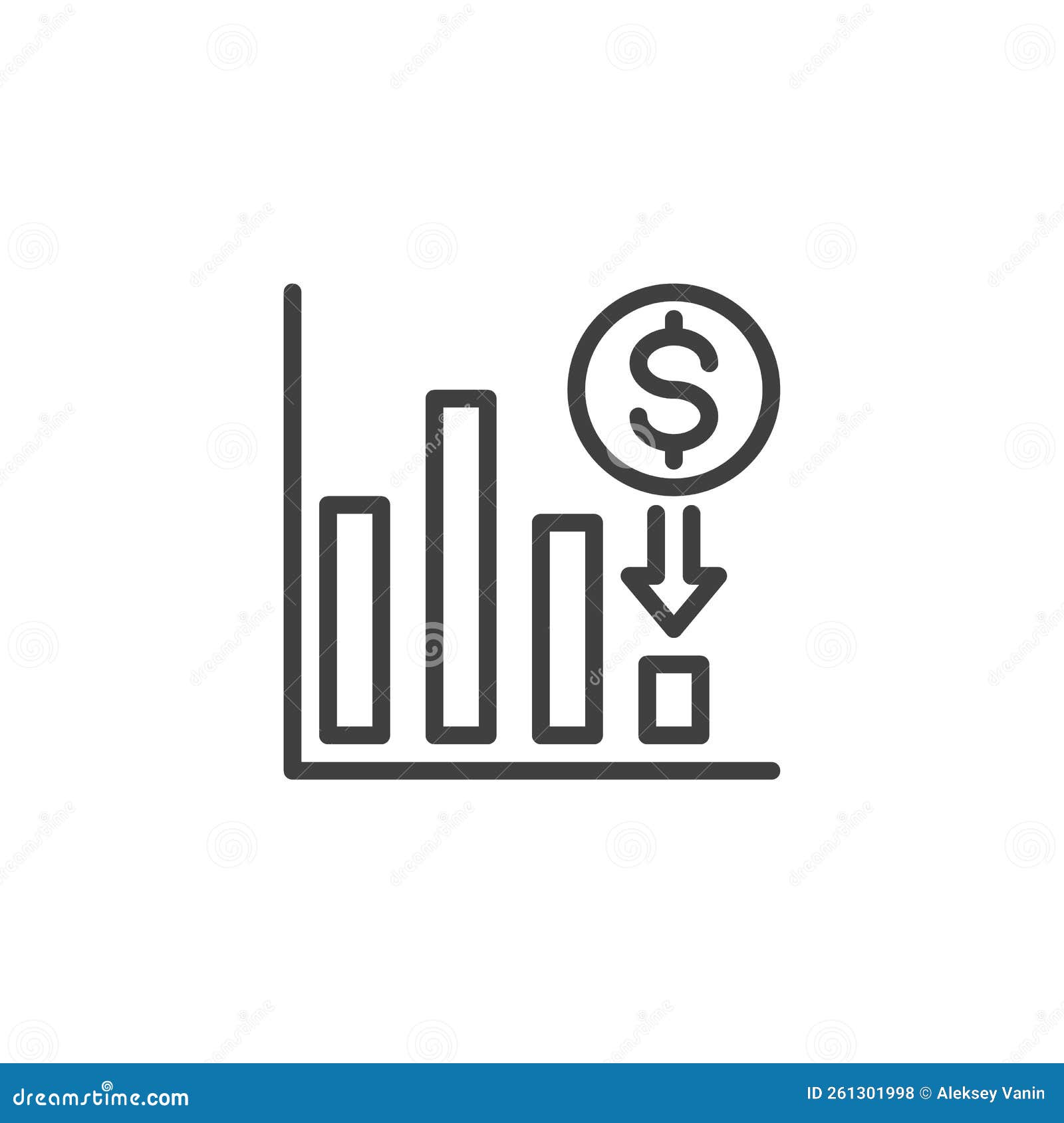 Financial Decrease Line Icon Stock Vector - Illustration of arrow, outline: 261301998