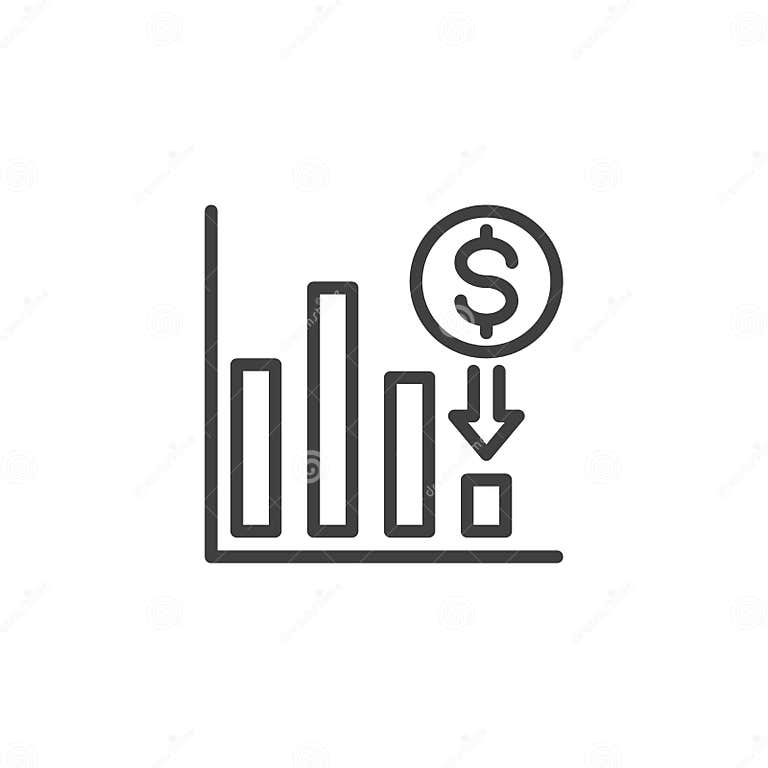 Financial Decrease Line Icon Stock Vector - Illustration of arrow, outline: 261301998