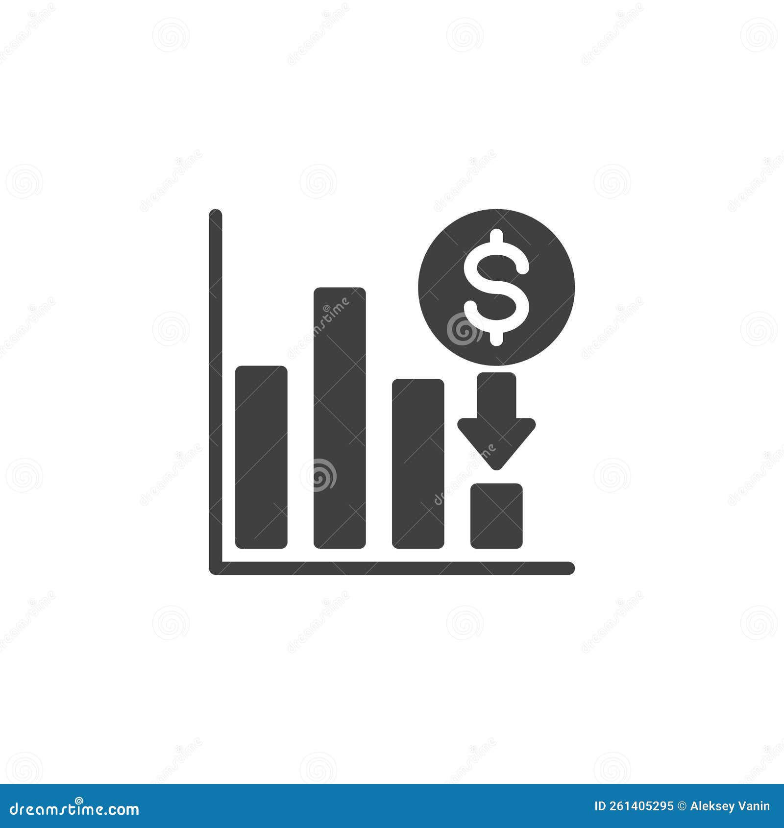 Financial Decrease Vector Icon Stock Vector - Illustration of pictogram, bankrupt: 261405295