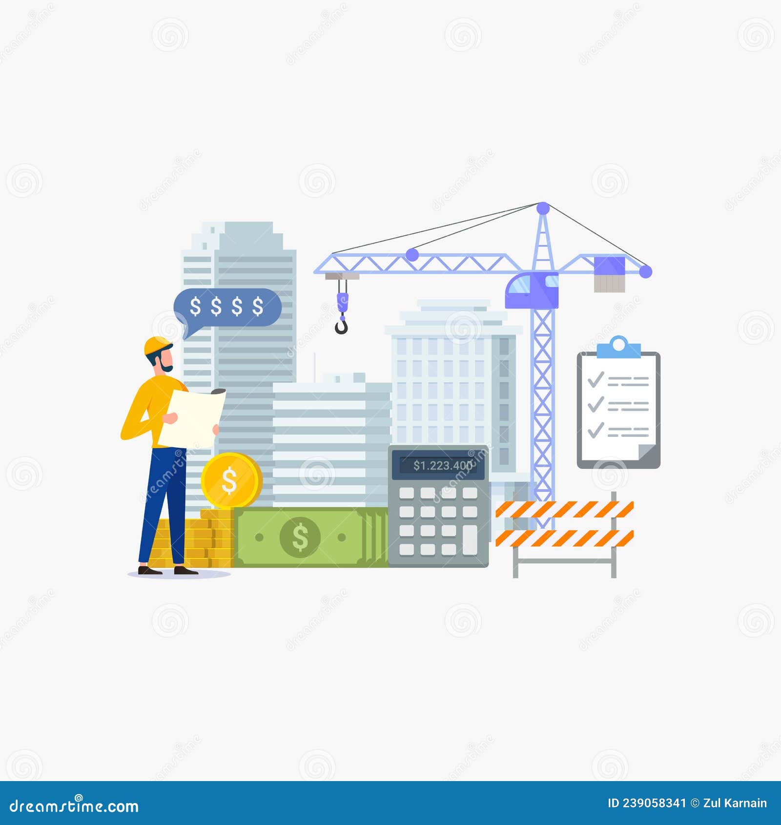 Construction Cost Budget Concept. Money American Dollars Banknotes On ...