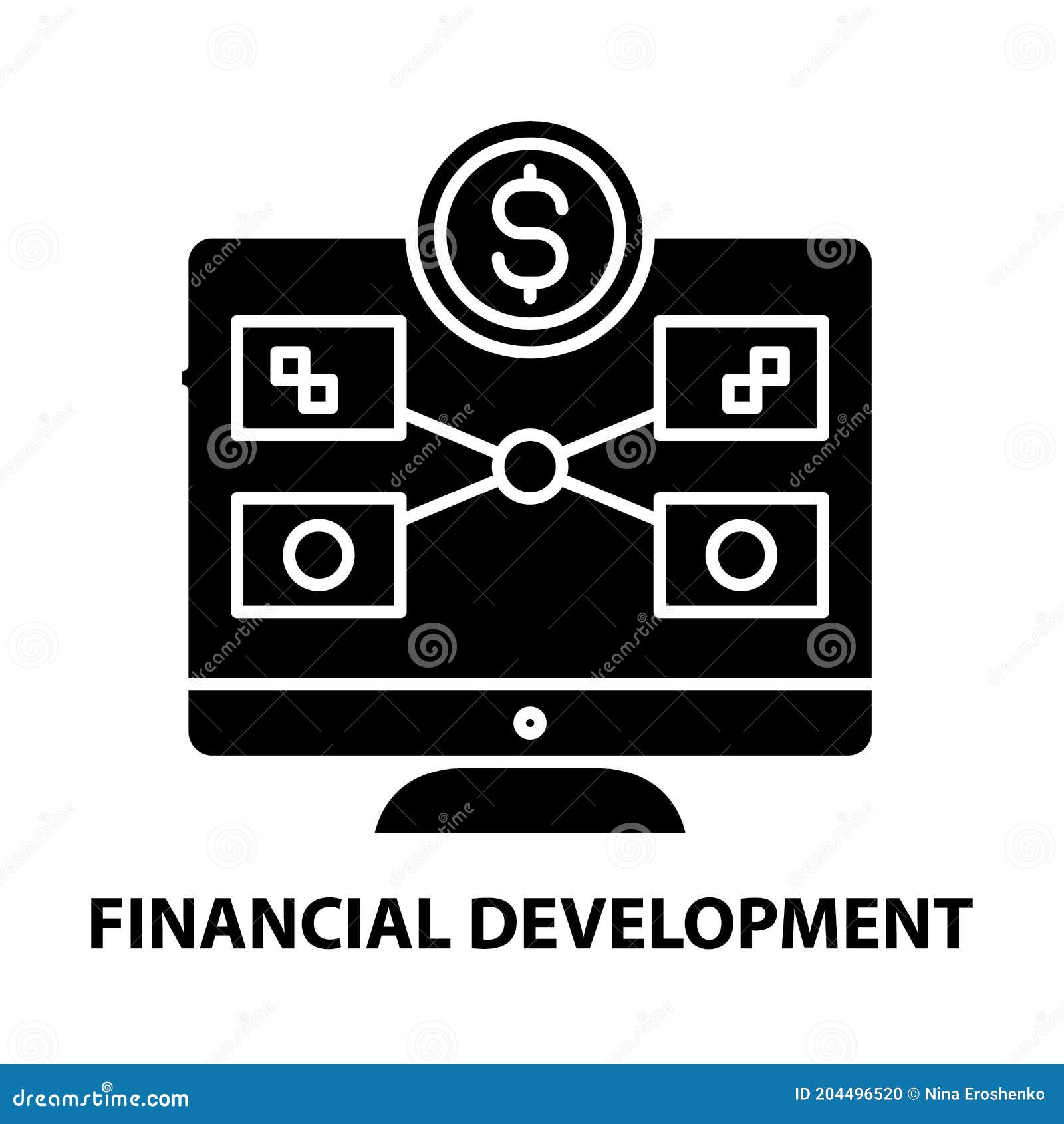 Financial Development Icon, Black Vector Sign with Editable Strokes ...