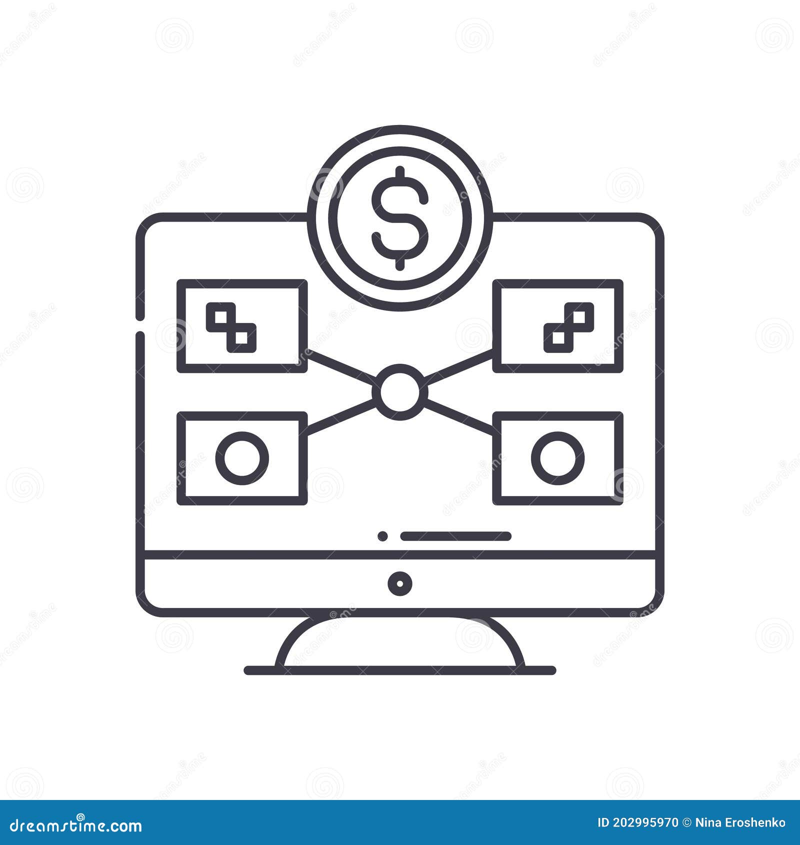 Financial Development Icon, Linear Isolated Illustration, Thin Line ...