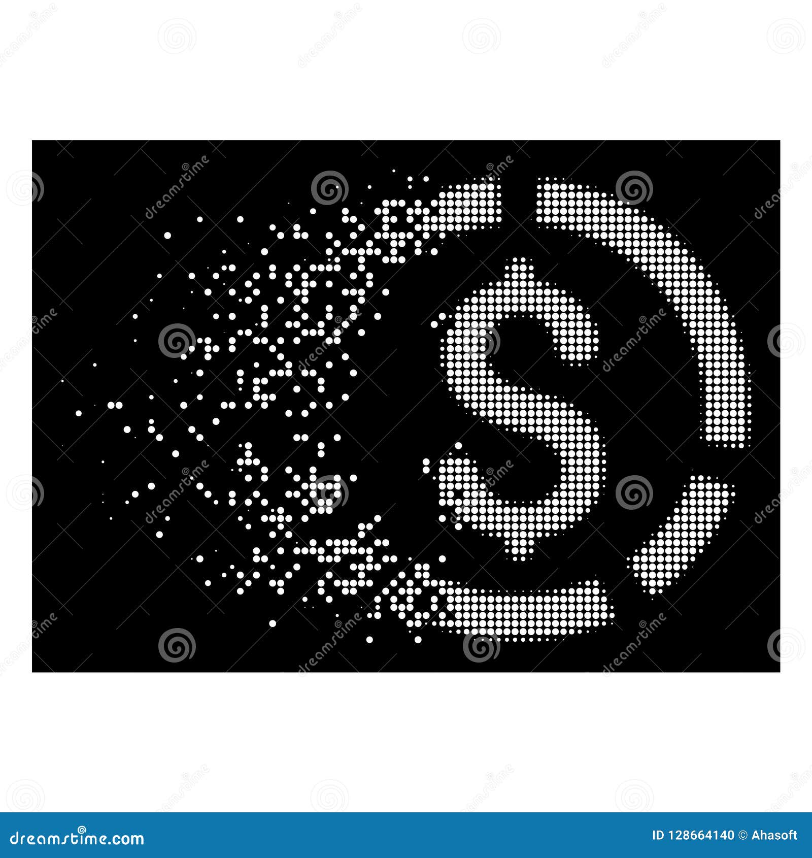 White Fragmented Dot Halftone Financial Diagram Icon Stock Vector ...