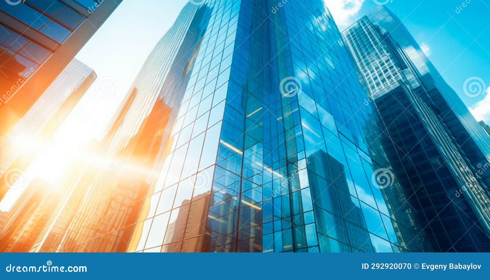 Financial District, Business Skyscraper, Sun Glare in the Windows of ...